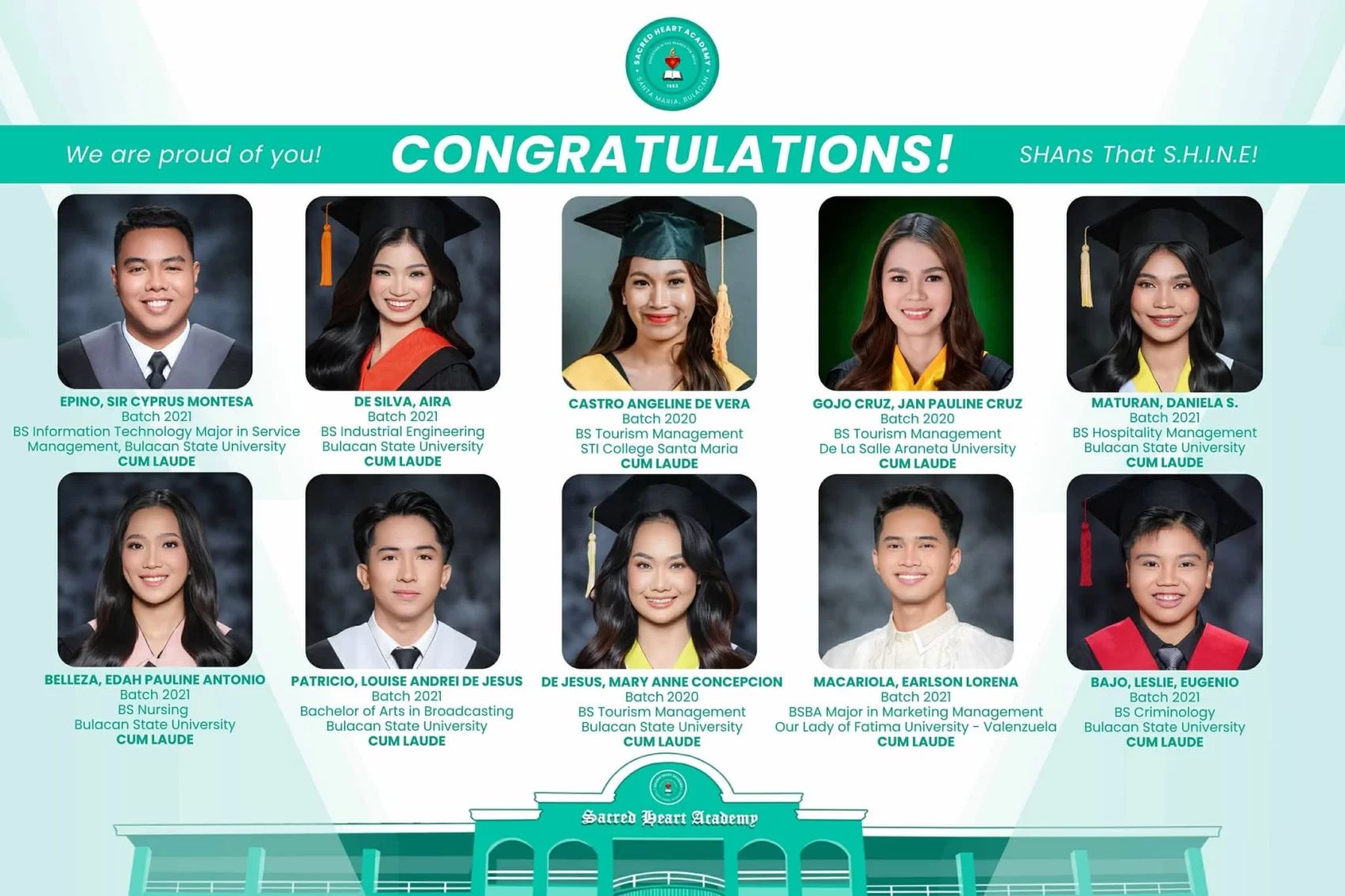2025 SHARES Alumni with Latin Honors